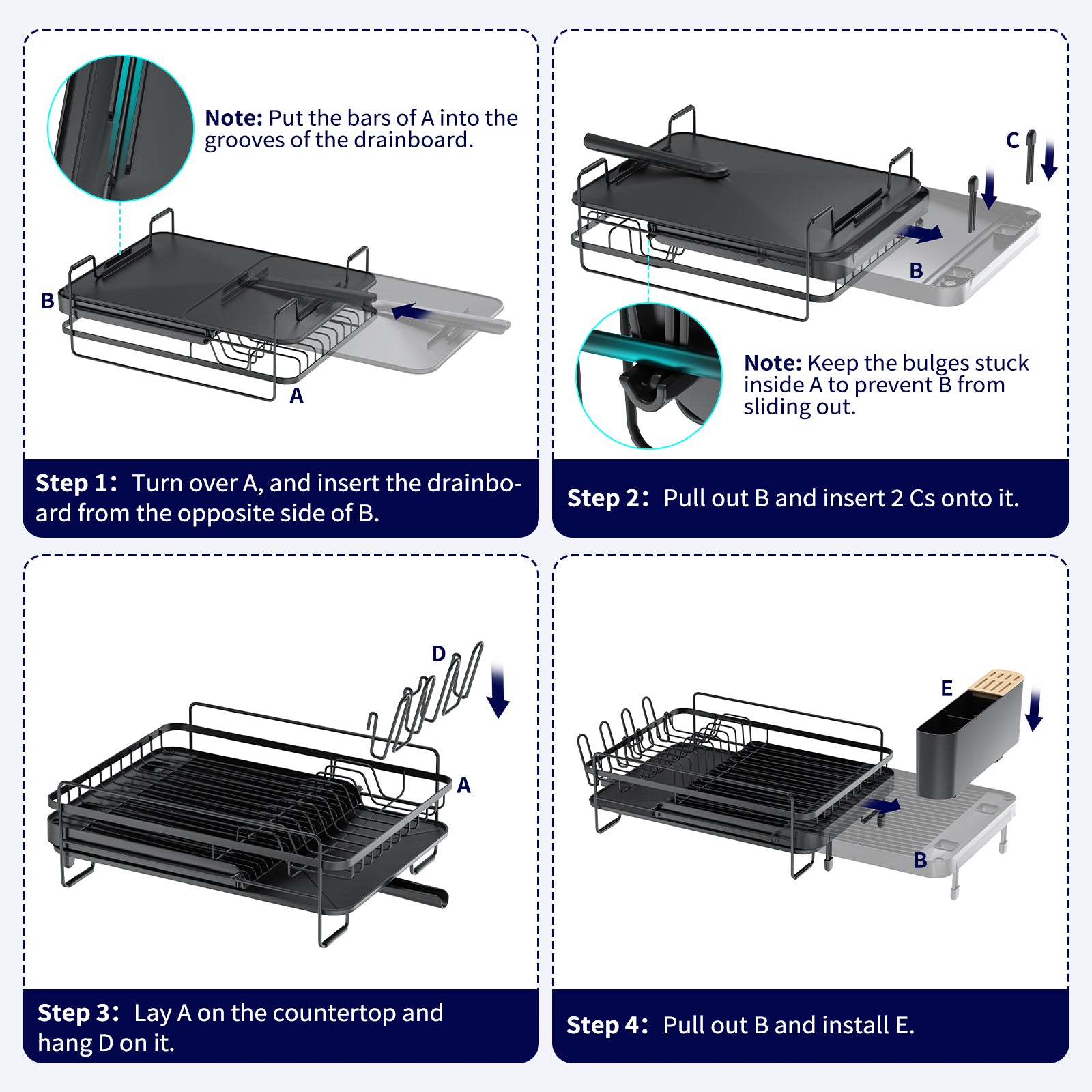 Kitsure Large Dish Drying Rack - Extendable Dish Rack